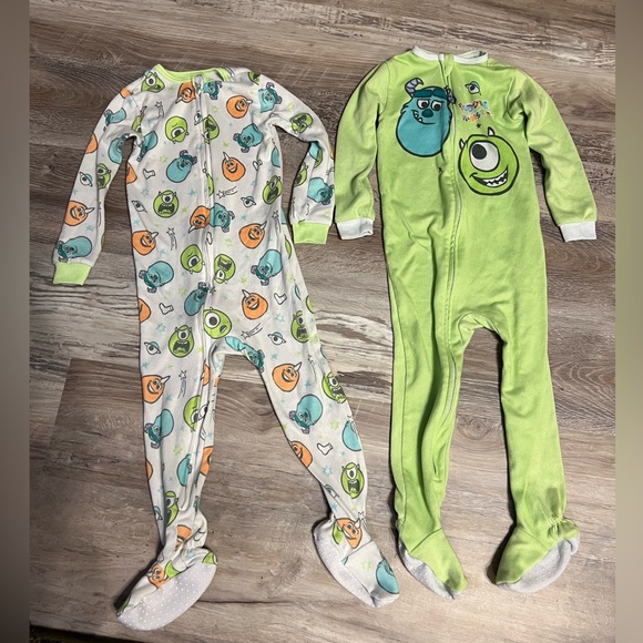 Disney | Pajamas | Monsters Inc Kids One Piece Pajamas Green And White ...